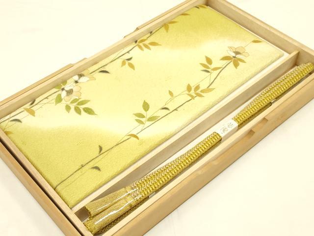 平和屋着物●和装小物　帯締め・帯揚げセット　枝花文　暈し染め　金糸　金彩　逸品　未使用　AAAY7113ay