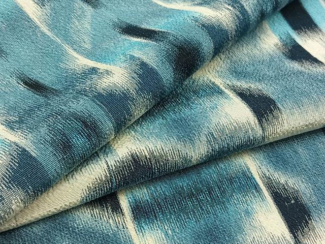 平和屋着物▽お召　単衣　幾何学文様　正絹　逸品　AAAY7245jh