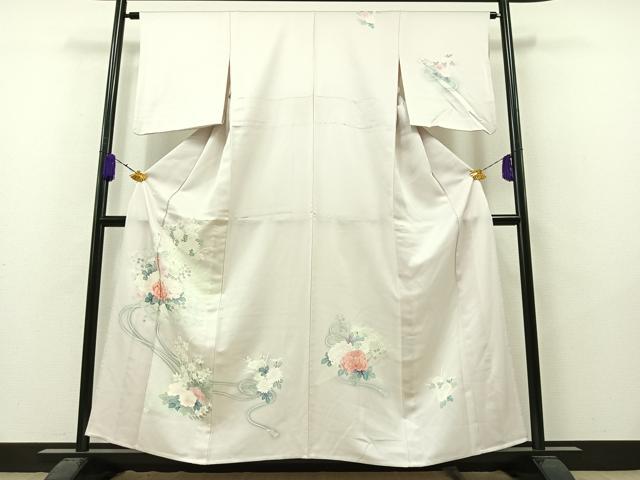 平和屋着物▽訪問着　単衣　扇面花文　暈し染め　正絹　逸品　AAAY7262jh