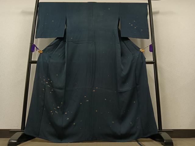 平和屋着物▽訪問着　単衣　刺繍　吹き寄せ文　金彩　正絹　逸品　AAAY7269jh