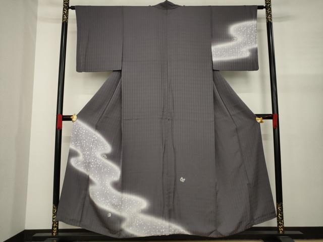 平和屋着物●訪問着　刺繍　流水花文　金糸　正絹　逸品　AAAY7328ck