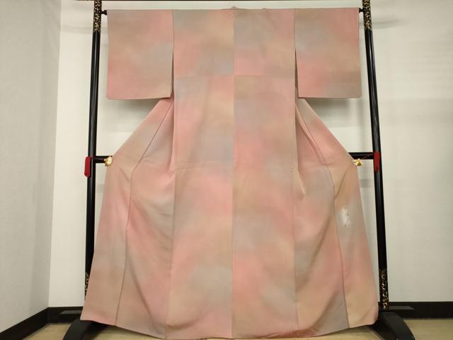 平和屋着物●染色作家　斉藤三才　小紋　霞文　暈し染め　正絹　逸品　AAAY7329ck