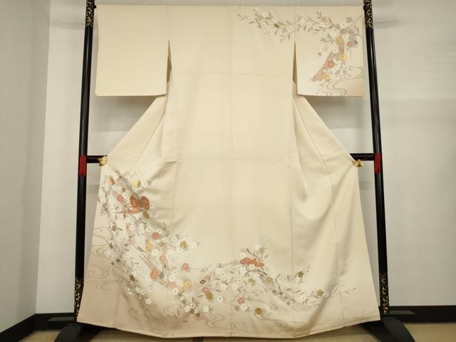 平和屋着物●訪問着　駒刺繍　楽器花文　金彩　正絹　逸品　AAAY7339ck