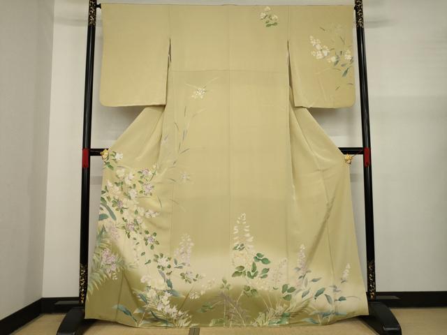 平和屋着物●訪問着　友禅　草花文　暈し染め　正絹　逸品　AAAY7357ck