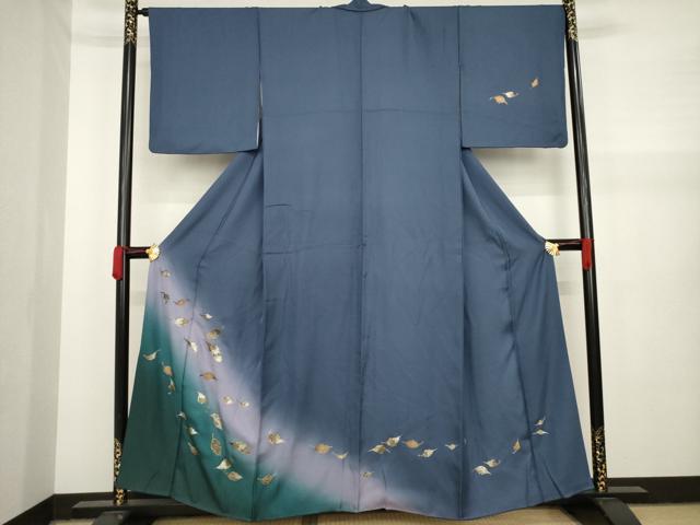 平和屋着物●訪問着　舞葉文　金銀彩　正絹　逸品　AAAY7363ck