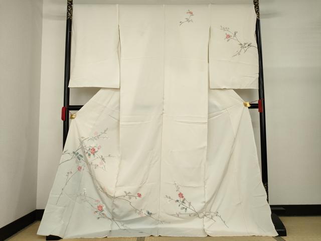 平和屋着物●訪問着　友禅　枝花文　丹後縮緬　仮絵羽　正絹　逸品　未使用　AAAY7377ck