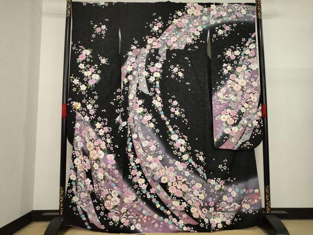 平和屋着物●豪華振袖　鬘帯吉祥花文　暈し染め　金彩　正絹　逸品　AAAY7395ck