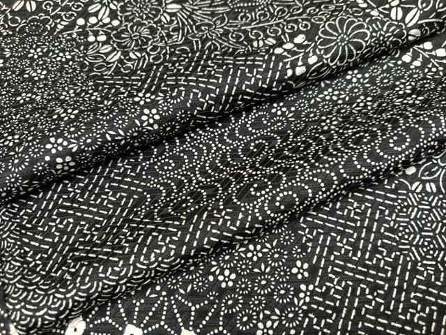 平和屋着物●上質な小紋　絞り　草花文　黒地　正絹　逸品　AAAY7910ph