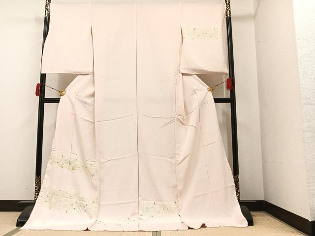 平和屋着物●武者小路一樹庵　訪問着　友禅　駒刺繍　花唐草文　暈し染め　金彩　丹後ちりめん　仮絵羽　正絹　逸品　未使用　AAAY7920ph