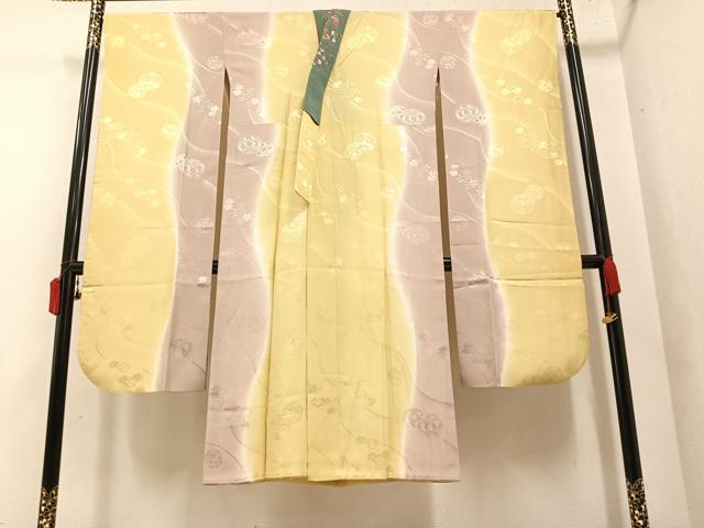 平和屋着物●振袖用長襦袢　無双仕立て　花舞地紋　暈し染め　半衿刺＆#32353；　正絹　逸品　AAAY7954ph