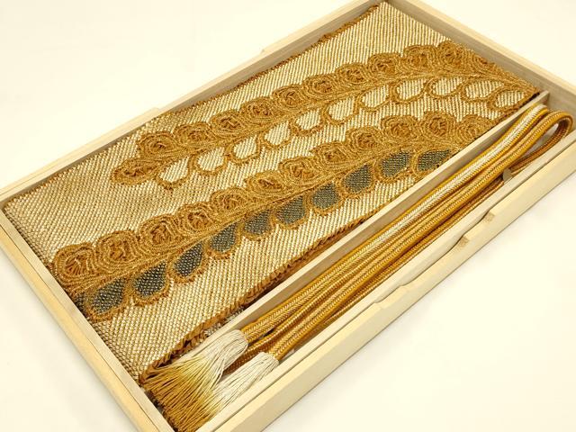 平和屋着物●和装小物　振袖用帯締め・帯揚げセット　総絞り　冠組　金糸　金彩　撚り房　逸品　AAAY7973ay