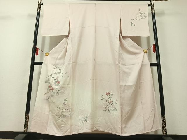 平和屋着物▽訪問着　単衣　風景椿文　暈し染め　正絹　逸品　AAAY8302jh