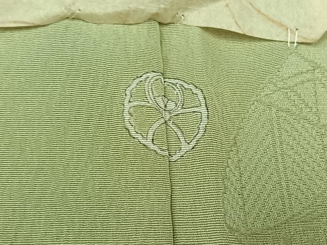 平和屋着物▽上質な色無地　単衣　松葉地紋　夏虫色　正絹　逸品　AAAS3085iu 平和屋着物▽上質な色無地 単衣 松葉地紋 夏虫色 正絹