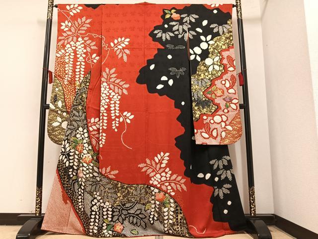 平和屋着物●豪華振袖　駒刺繍　絞り　金彩　正絹　逸品　AAAY8649ph