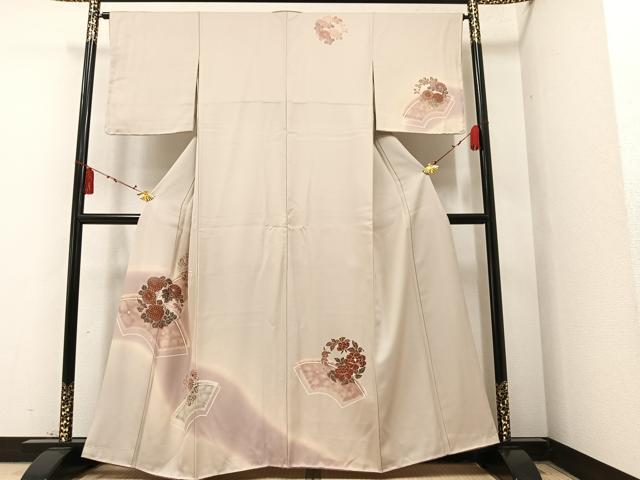 平和屋着物●訪問着　地紙草花文　暈し染め　金銀彩　正絹　逸品　未使用　AAAY8650ph