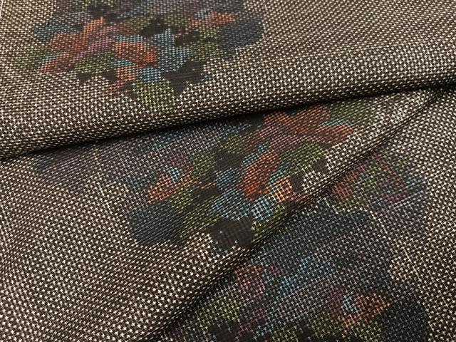 平和屋着物●本場大島紬　一元絣　雪輪草花文　正絹　逸品　AAAY8929ph