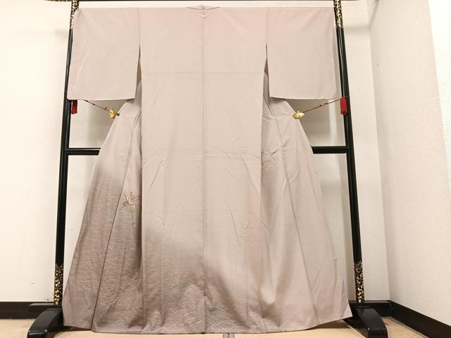 平和屋着物●訪問着　刺繍　草花文　暈し染め　金彩　正絹　逸品　AAAY8949ph