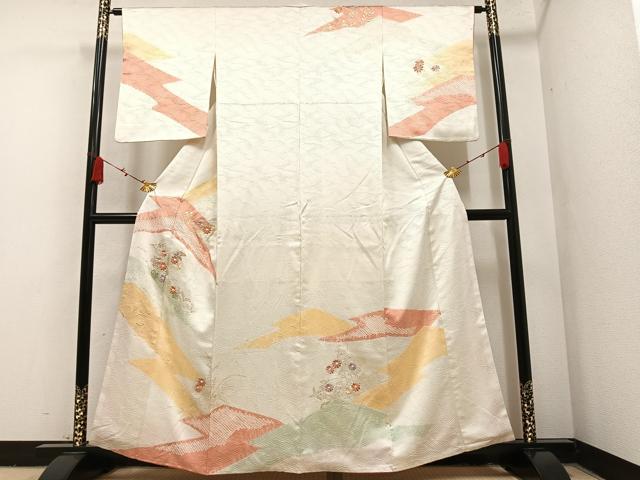 平和屋着物●創業460年・千總　訪問着　絞り　刺繍　草花　金彩　高島屋扱い　正絹　逸品　AAAY8991ph