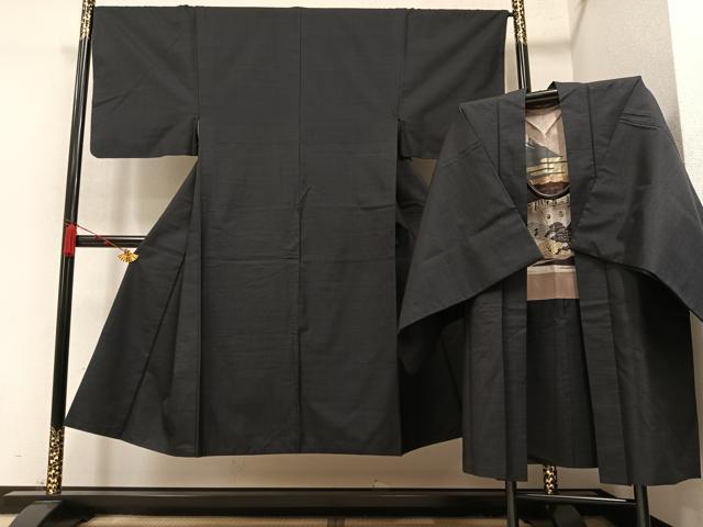 平和屋着物●男性　本場大島紬　アンサンブル　亀甲絣　正絹　逸品　AAAY8998ph