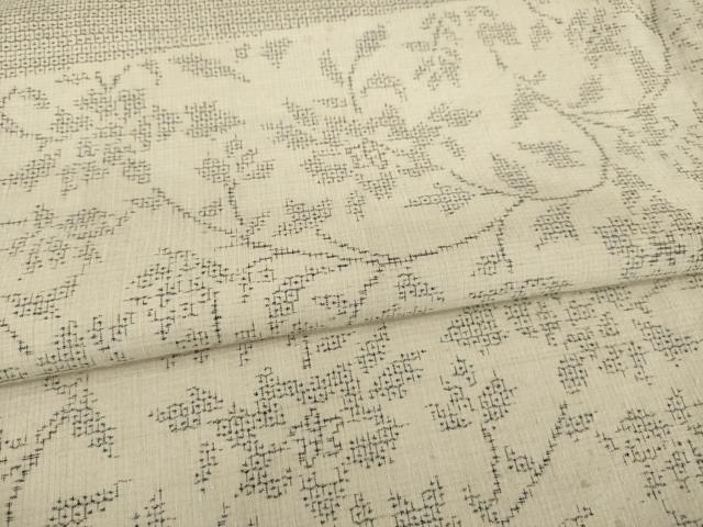 平和屋着物○結城紬 100亀甲 花唐草文 正絹 逸品 BAAT6654hv