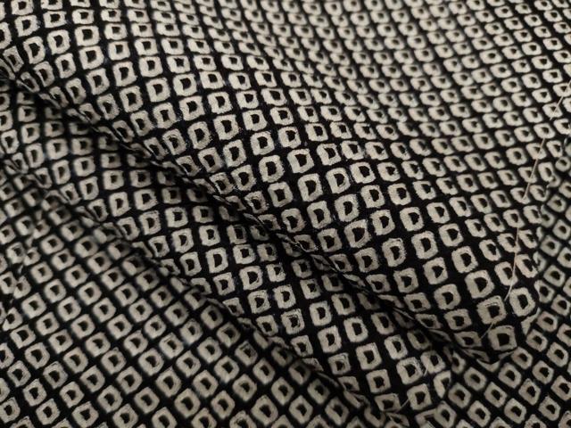 平和屋着物●大変加工の良い総絞り小紋　黒地　正絹　逸品　未使用　AAAY9047ck