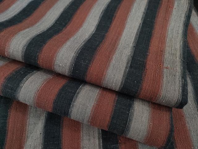 平和屋着物●上質な紬　縞　正絹　逸品　AAAY9051ck