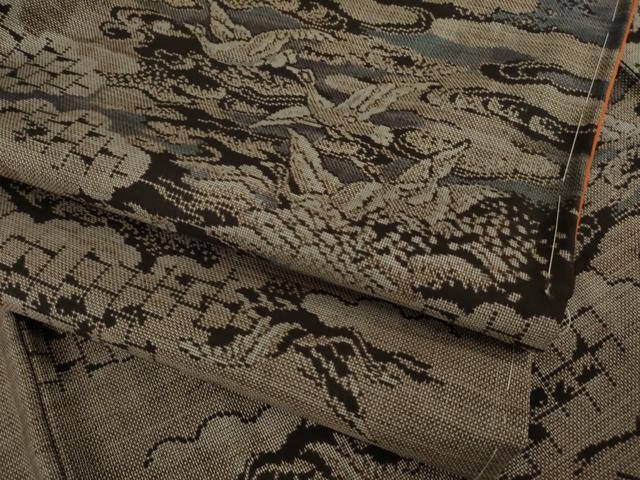 平和屋着物●本場大島紬　泥染め　カタス9マルキ　雁　正絹　逸品　AAAY9053ck