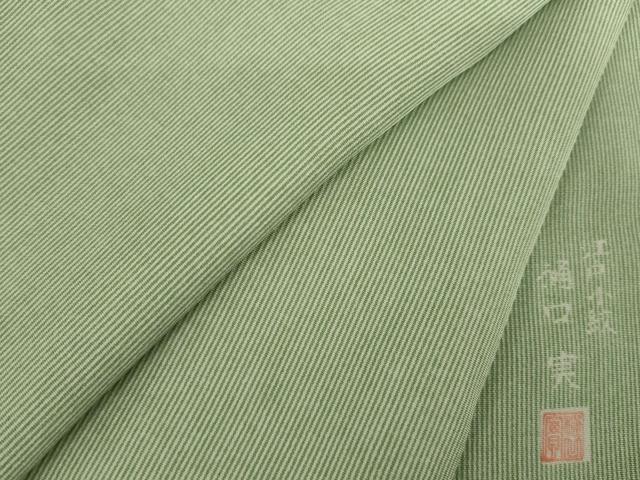 平和屋着物●樋口実　江戸小紋　万筋　白×柳茶色　正絹　逸品　AAAY9065ck