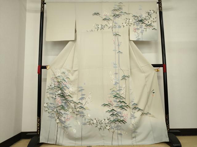 平和屋着物●訪問着　友禅　作家物　松竹梅　正絹　逸品　AAAY9078ck