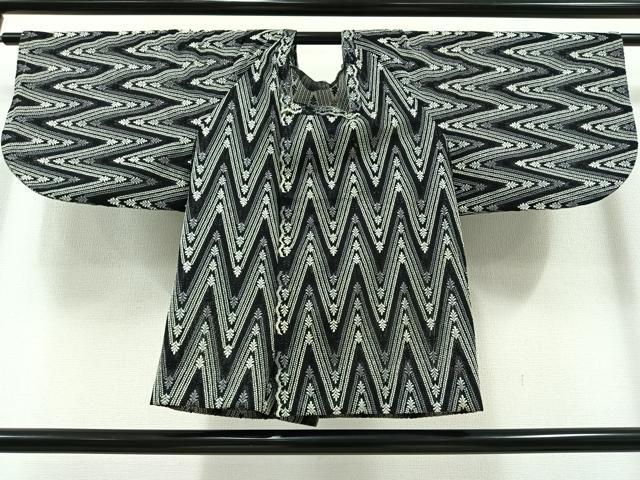 平和屋着物▽道行コート　スリーシーズン　春夏秋　塵除け　幾何学文様　正絹　逸品　AAAY9407jh