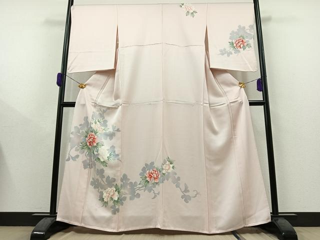 平和屋着物▽訪問着　単衣　草花文　暈し染め　正絹　逸品　AAAY9415jh