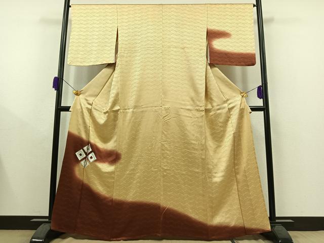 平和屋着物▽訪問着　単衣　刺繍　菱文　暈し染め　銀糸　正絹　逸品　AAAY9419jh