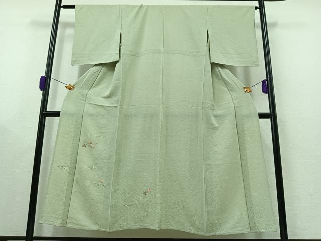 平和屋着物▽訪問着　単衣　総刺繍　駒刺繍　吹き寄せ文様　金糸　正絹　逸品　AAAY9420jh