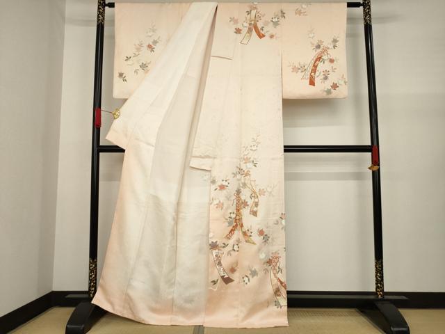 平和屋着物○訪問着 駒刺繍 短冊花文 金彩 正絹 逸品 AAAY9785ck