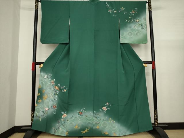 平和屋着物●訪問着　更紗花文　正絹　逸品　AAAY9796ck