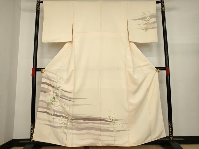 平和屋着物●訪問着　友禅　草花文　金彩　正絹　逸品　AAAY9823ck