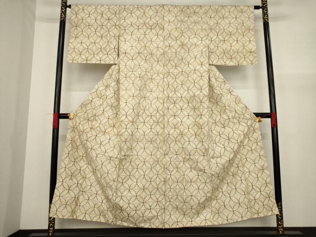 平和屋着物○上質な紬 七宝文 正絹 逸品 AAAY9827ck