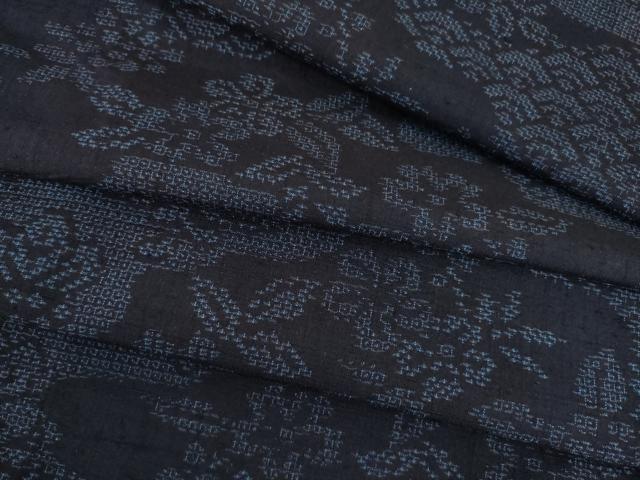 平和屋着物●結城紬　100亀甲　雲重ね花文　正絹　逸品　AAAY9829ck