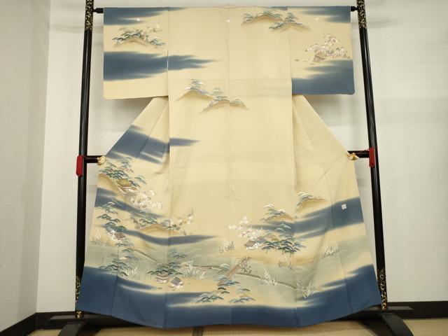 平和屋着物●京友禅の人間国宝　上野為二　訪問着　風景文　暈し染め　正絹　逸品　AAAY9837ck