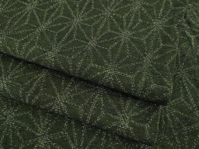 平和屋着物●上質な紬　麻の葉文様　正絹　逸品　AAAY9843ck