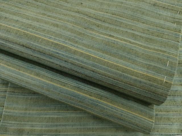 平和屋着物●紅花紬　米沢　横縞　正絹　逸品　未使用　AAAY9856ck