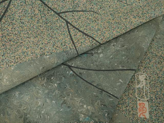 平和屋着物●東京染伝統工芸士　金田昇　訪問着　墨流し文様　正絹　逸品　AAAY9864ck