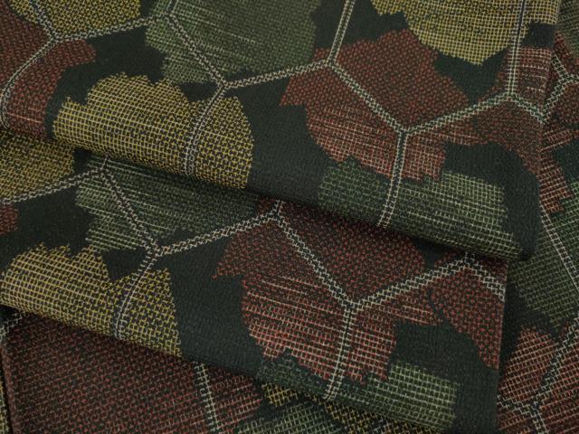 平和屋着物●お召　亀甲文　黒地　正絹　逸品　AAAY9870ck