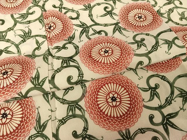 平和屋着物●上質な小紋　型染め　菊唐草文　大丸扱い　正絹　逸品　AAAY9892np