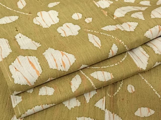 平和屋着物●上質な紬  杢目柄　草花　正絹　逸品　未使用　AAAY9898np