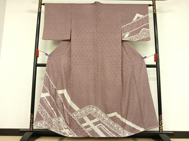 平和屋着物●訪問着　総絞り　幾何学花文　正絹　逸品　AAAY9900np