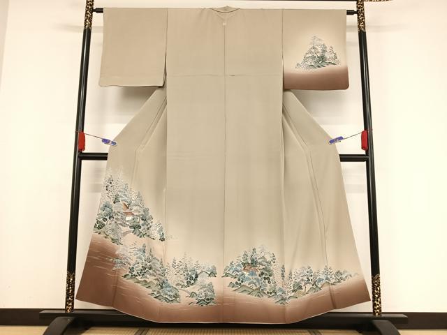 平和屋着物●訪問着　友禅　風景文　暈し染め　金彩　正絹　逸品　AAAY9904np