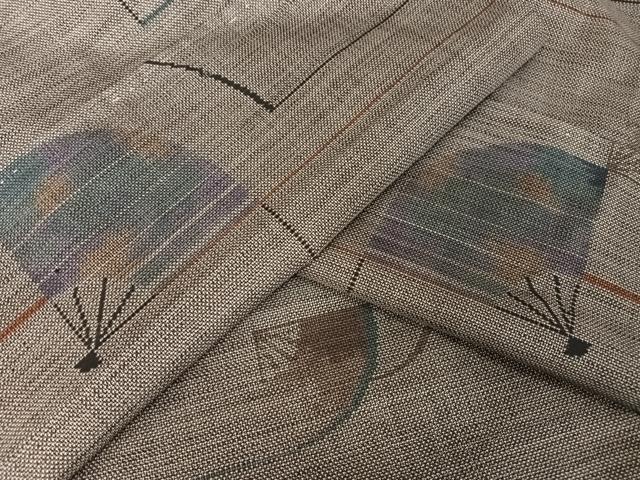 平和屋着物●本場大島紬　カタス9マルキ　舞扇文　正絹　逸品　未使用　AAAY9923np