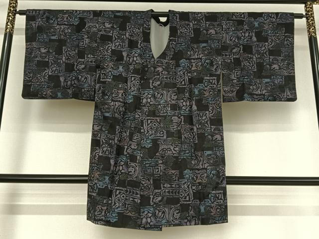 平和屋着物▽上質な紬 単衣 縞 正絹 逸品 AAAZ5703jh