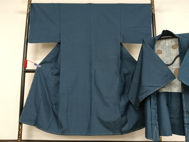 平和屋着物●男性　紬　アンサンブル　色無地　留紺色　正絹　逸品　未使用　AAAY9950np